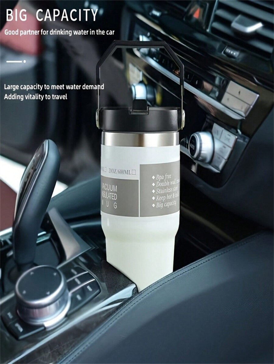 1pc 600ml/20oz Coffee Cup Flask, Double-Layer Vacuum Insulated, For Hot ...