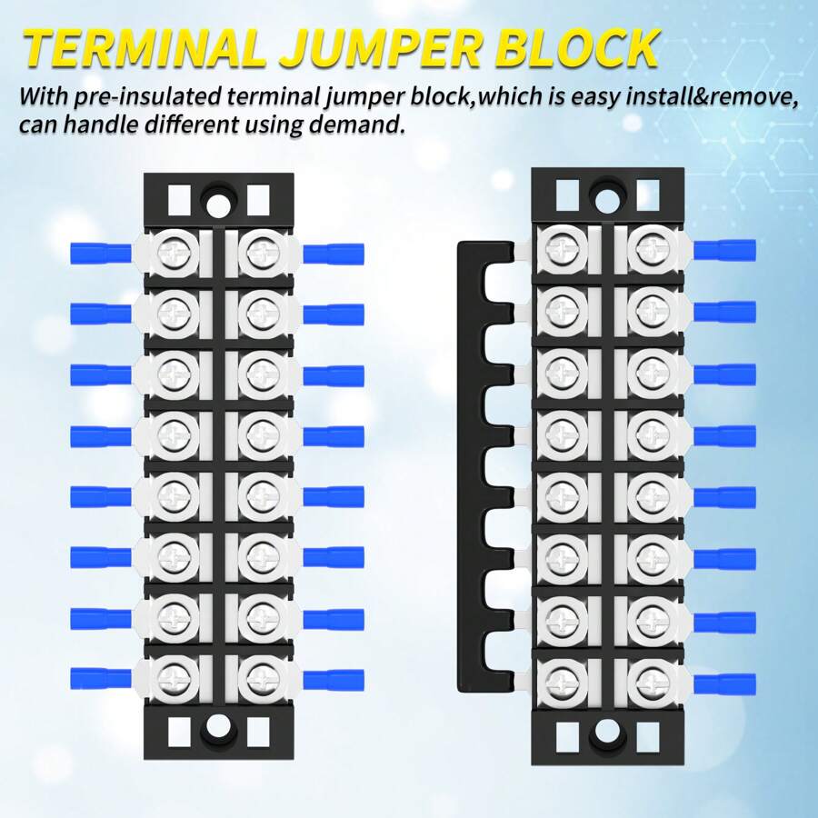4Sets 8 Position Terminal Block 25A 600V Dual Row Screw Terminal Strip ...
