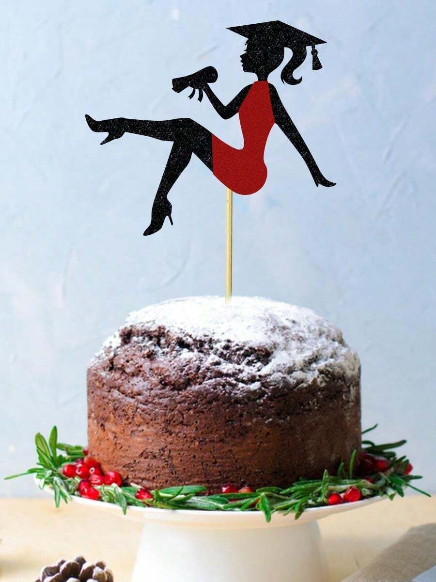 1 PCS High Heel Girl Graduation Cake Topper With Glitter Grad Cap ...