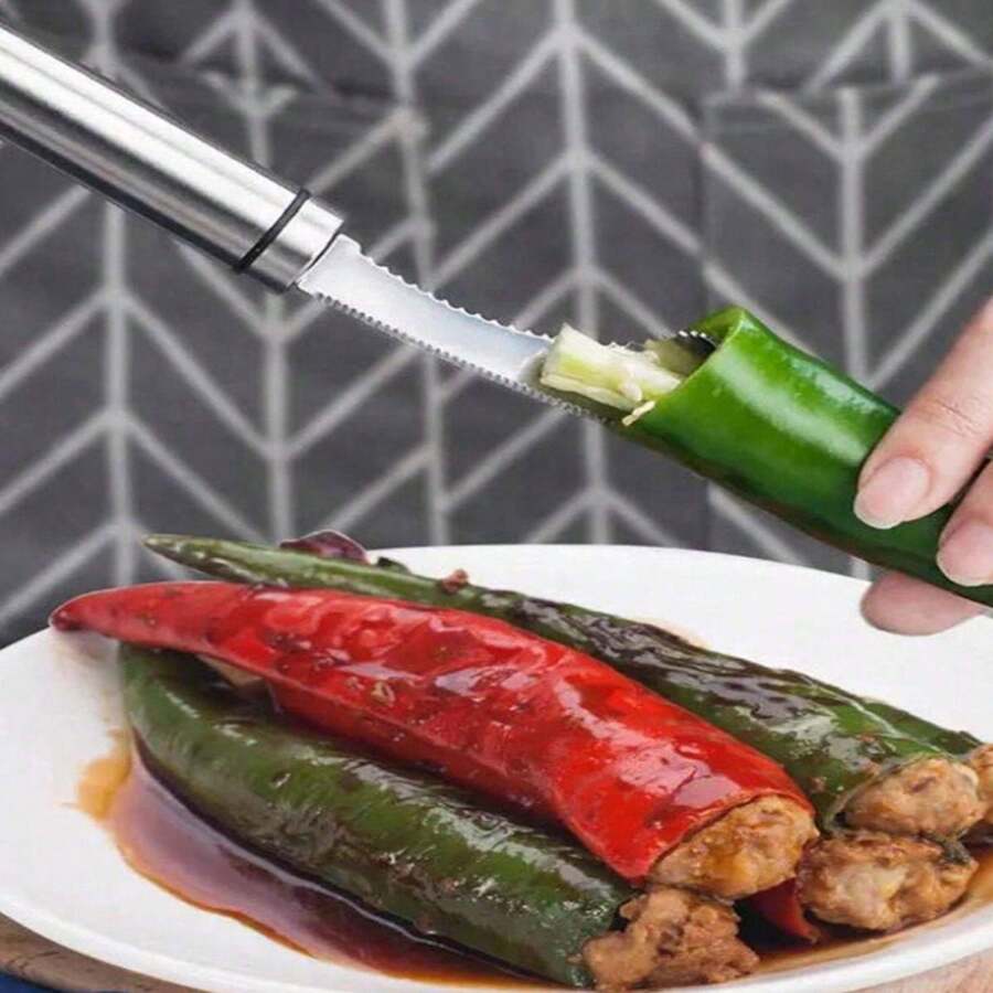 Stainless Steel Pepper Core Remover, Bell Pepper Coring Tool, Chilli ...