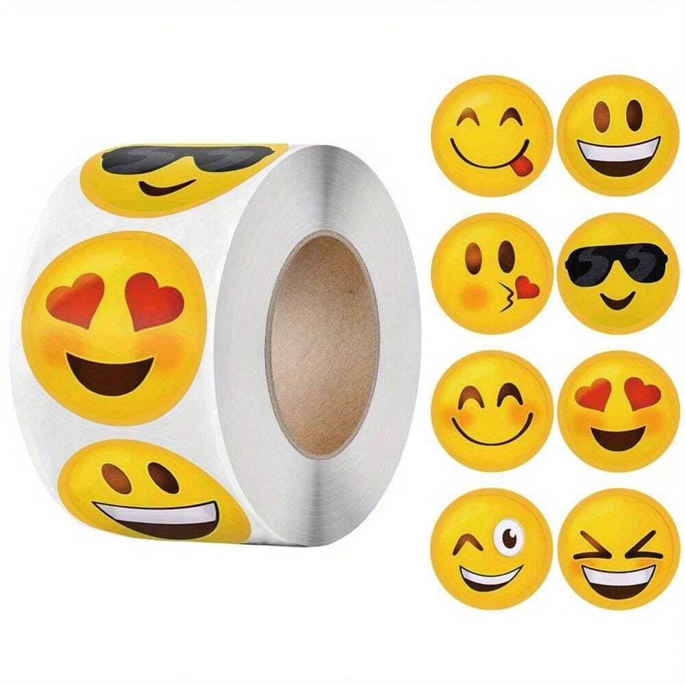 500Pcs/Roll Kawaii Smile Various Emoticons Stickers 2.5cm/1.0inch Cute ...