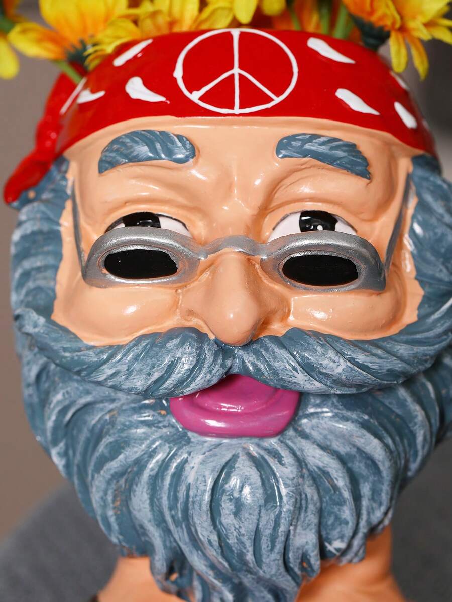 One Cartoon Face-Shaped Flower Pot, Couple Planter Garden Decor Multi Jijium Plant Pot Sculpture ...