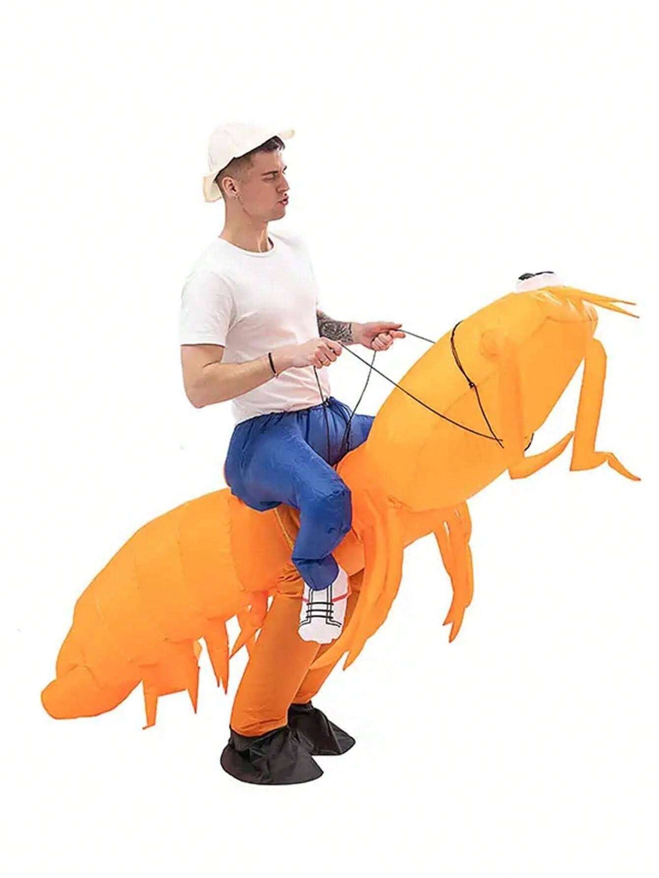 1 Set Riding Shrimp Shape Inflatable Costume (With Fan, Inflatable ...