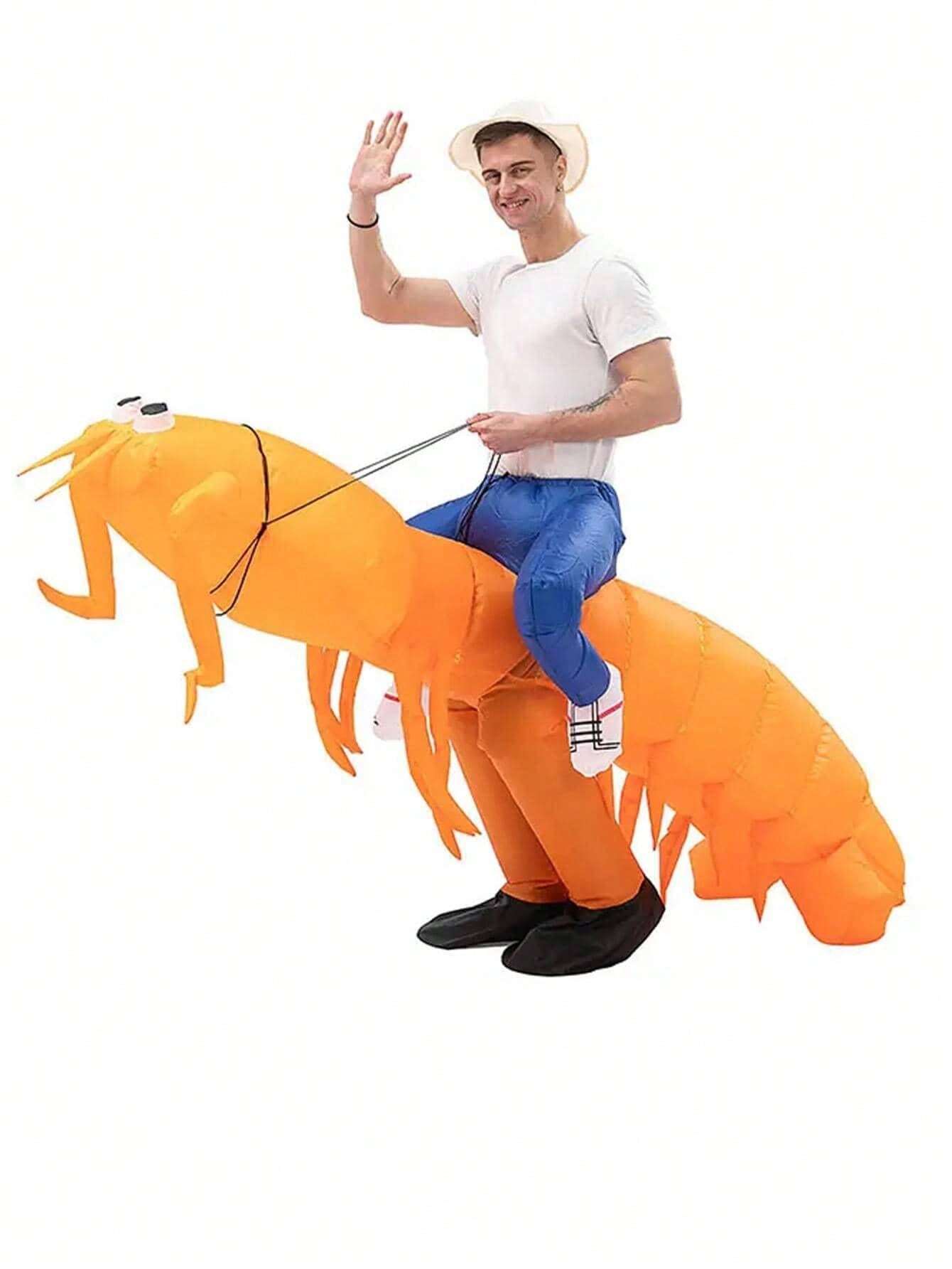 1 Set Riding Shrimp Shape Inflatable Costume (With Fan, Inflatable ...