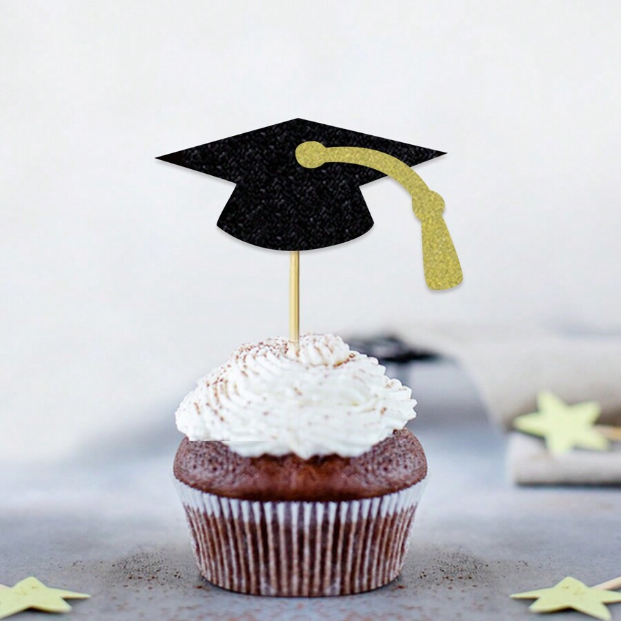 12 Pack 2024 Graduation Cupcake Toppers Glitter Necktie Diploma ...