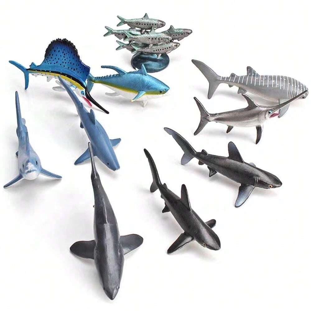 New Ocean Fish Miniature Model Set, Including Blue Shark, Great White ...