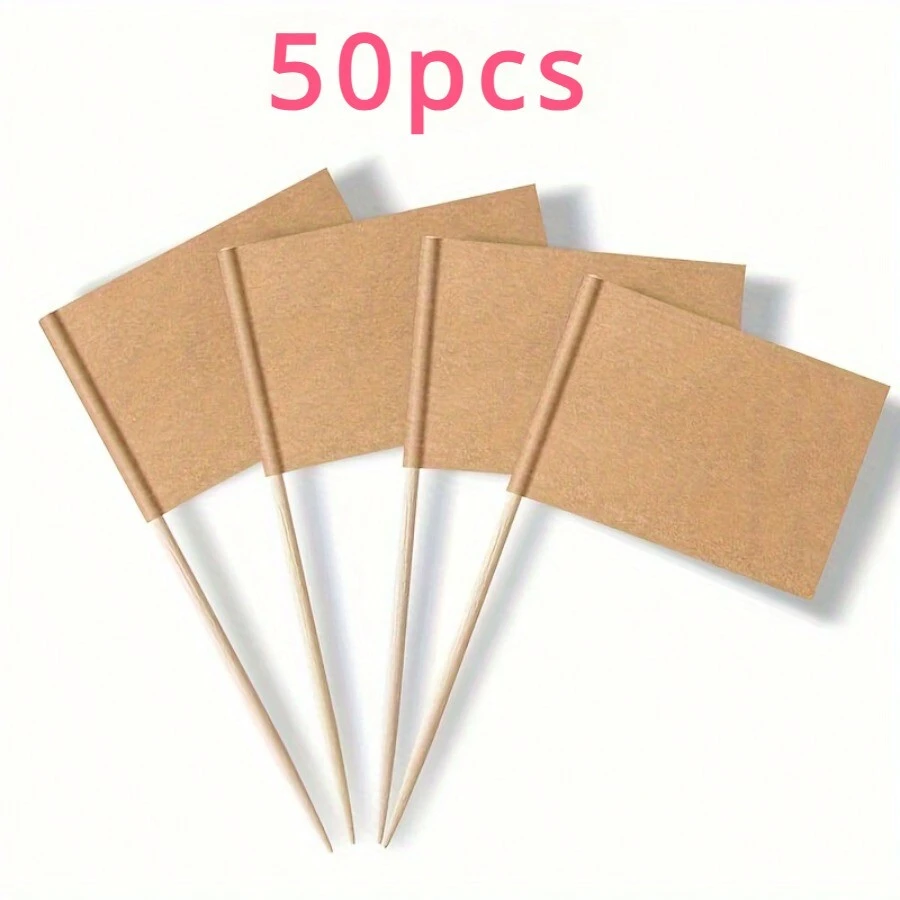 100pcs, Blank Toothpick Flags, Cheese Markers Food Label, For Party ...