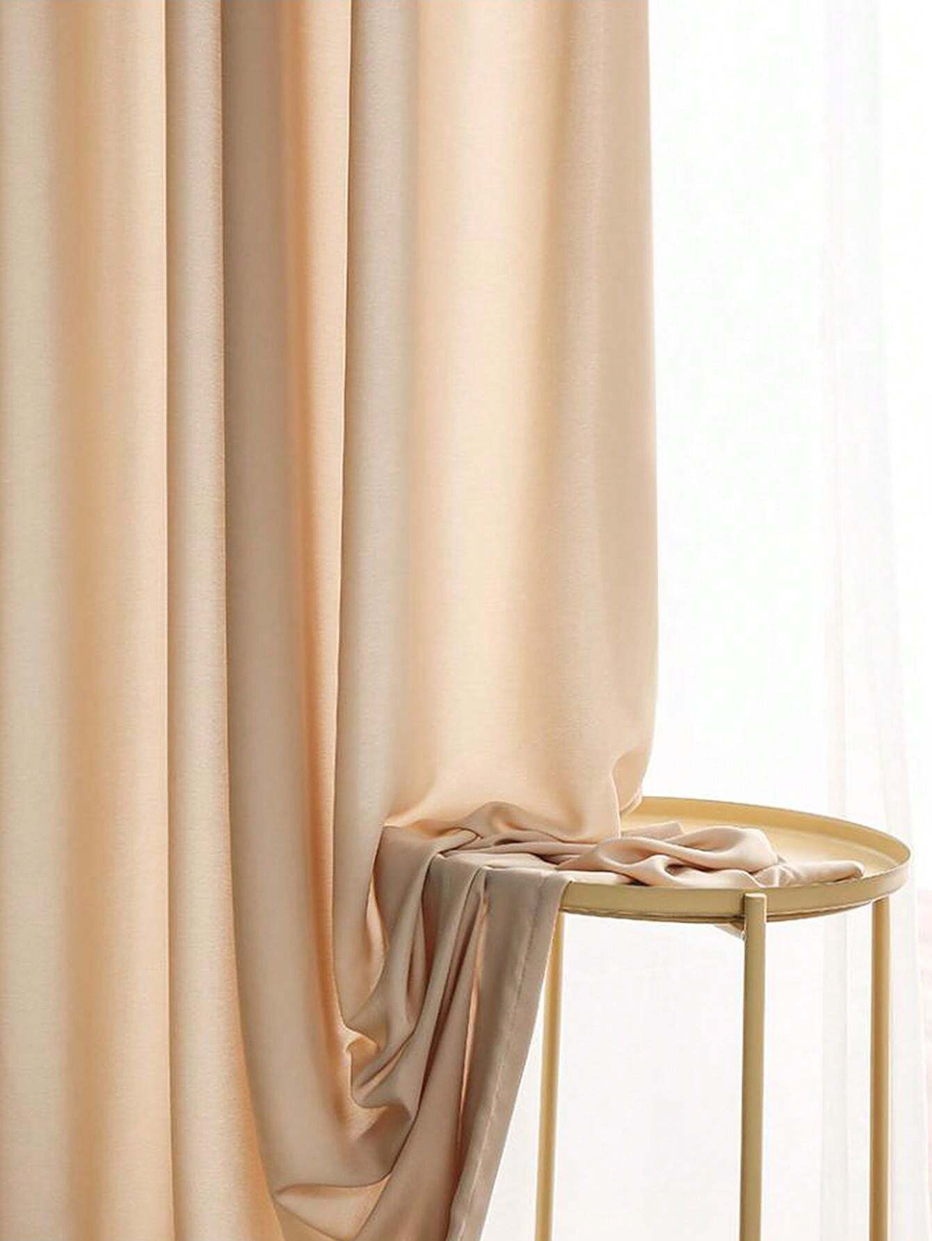 1pc Camel-Colored Curtain, Simple Style Shading Effect Sheer Window ...