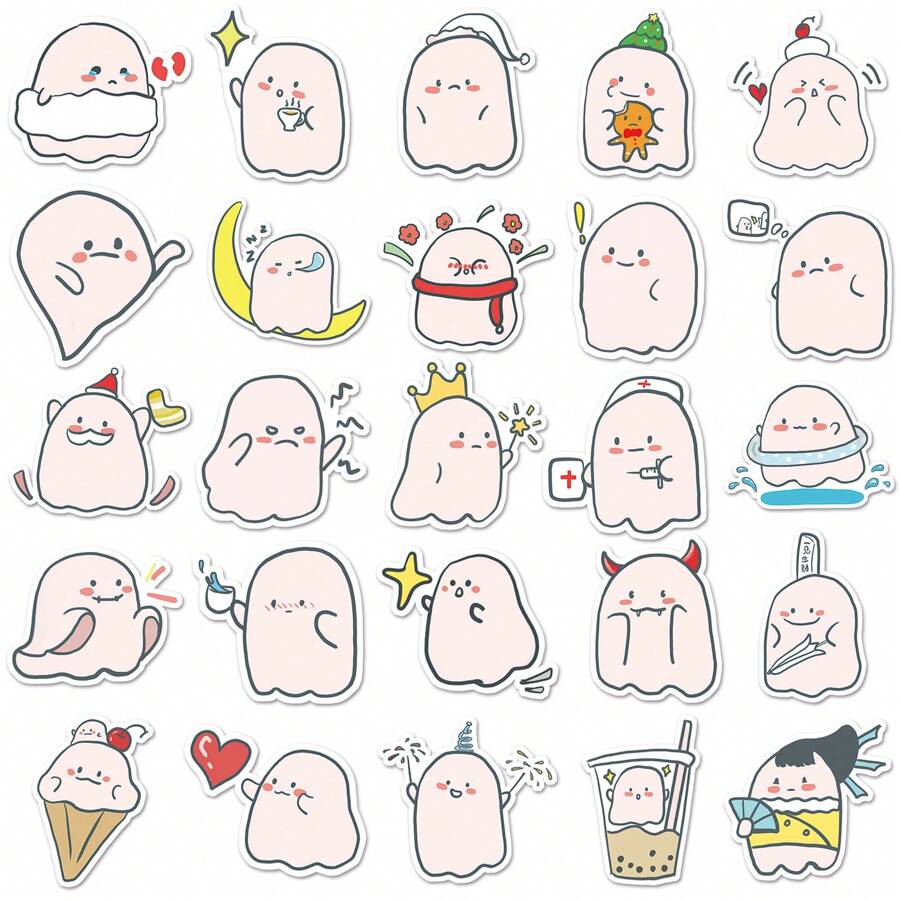 50pcs,Ghost Stikers For Kids,Teens, And Adults-Waterproof Vinyl For ...