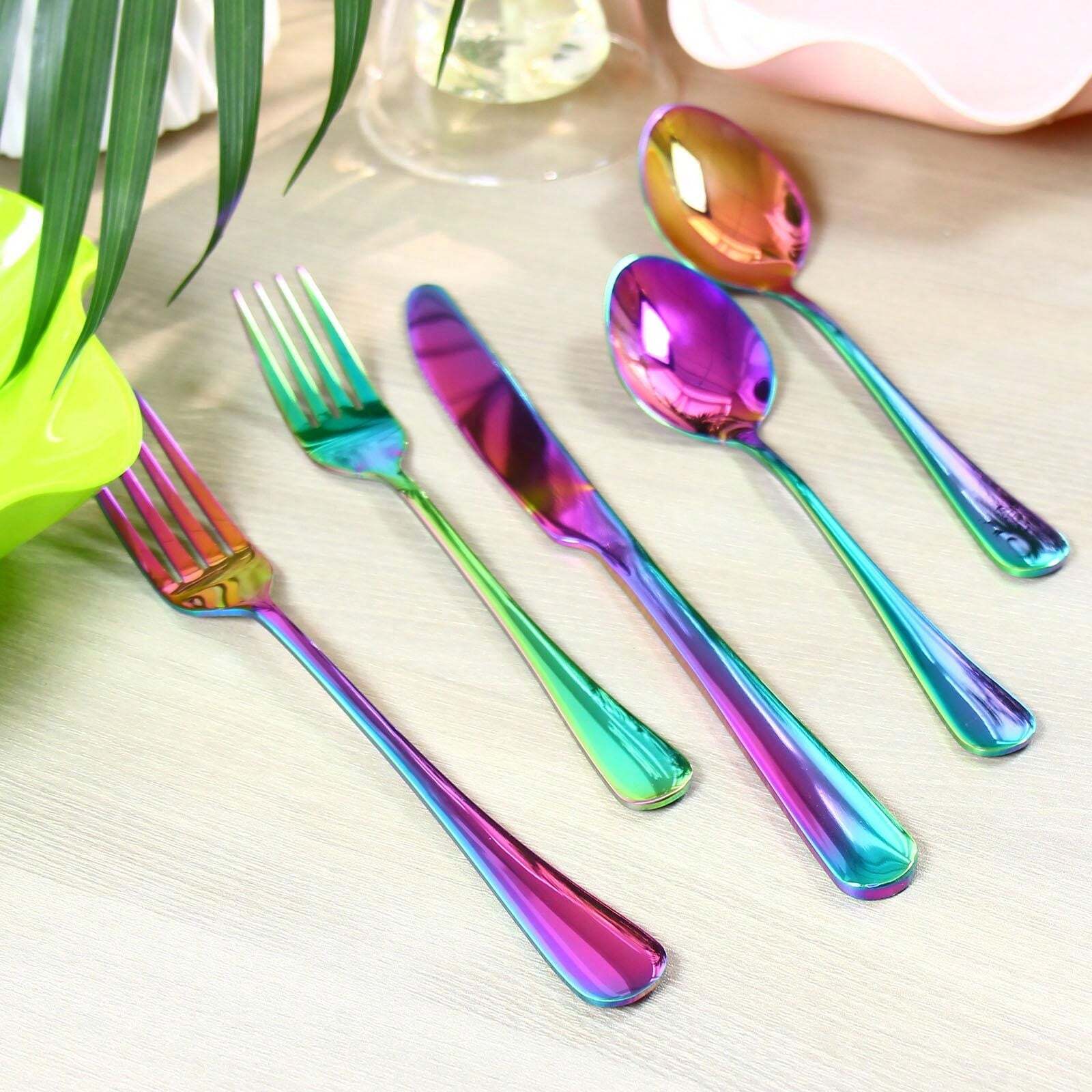 Edelstahlbesteck Set Messer Gabeln Löffel Set, gelasertes Design mit ...
