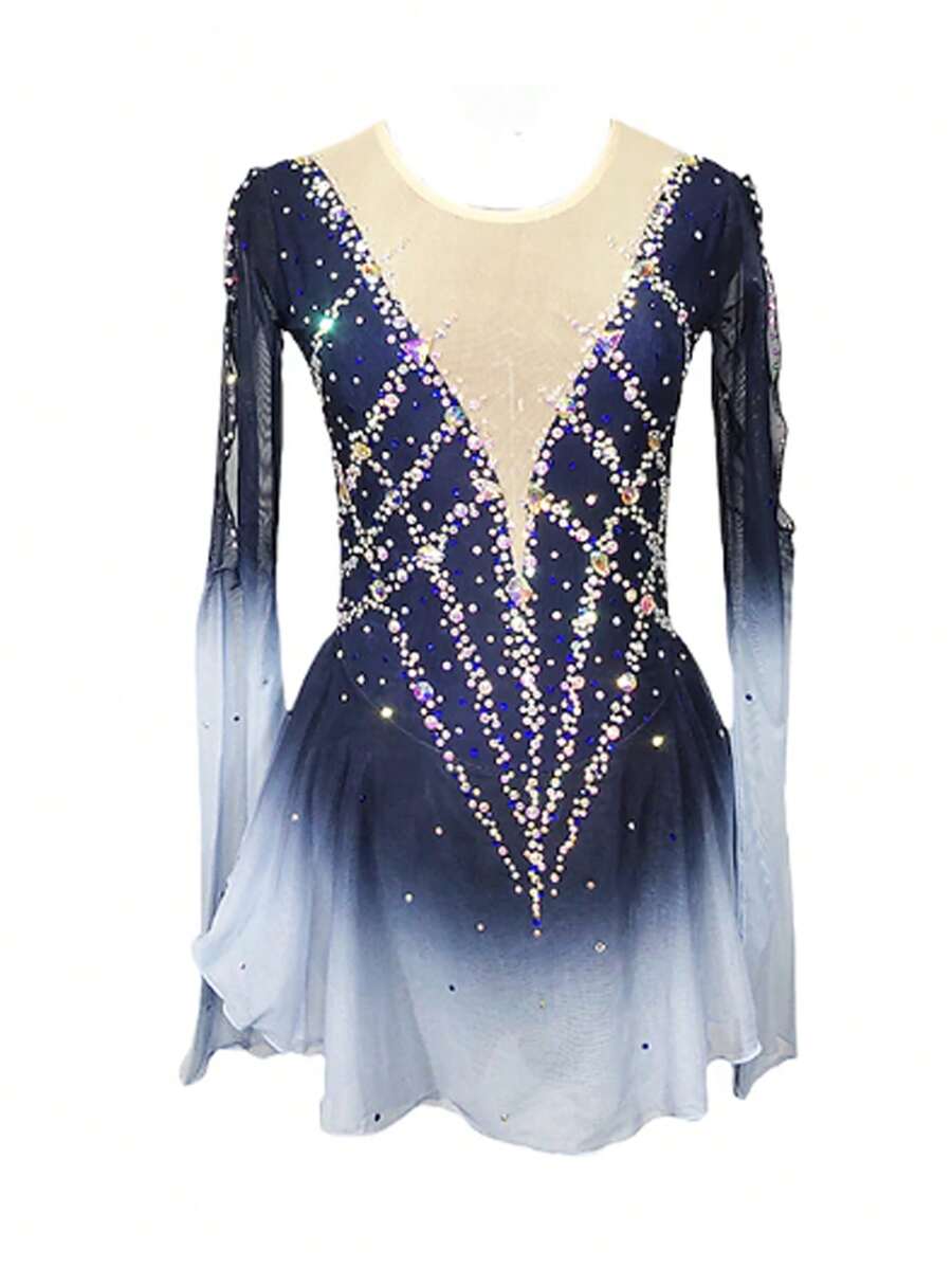 Figure Skating Clothing For Adults And Children Custom Blue Gradient ...