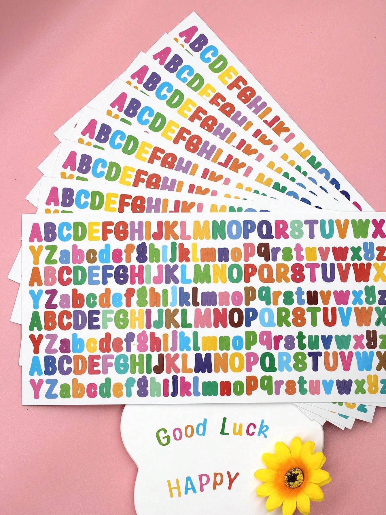 3 Sheets Colorful Alphabet Stickers, English Lowercase And Uppercase ...