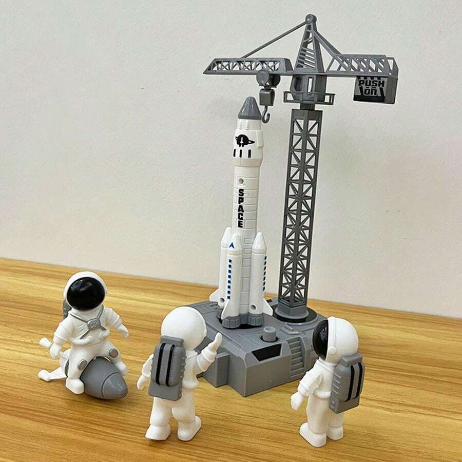 1pc Rocket + 1pc Launch Pad + 3pcs Astronaut Toys For Children Spacecraft Launchpad Space ...