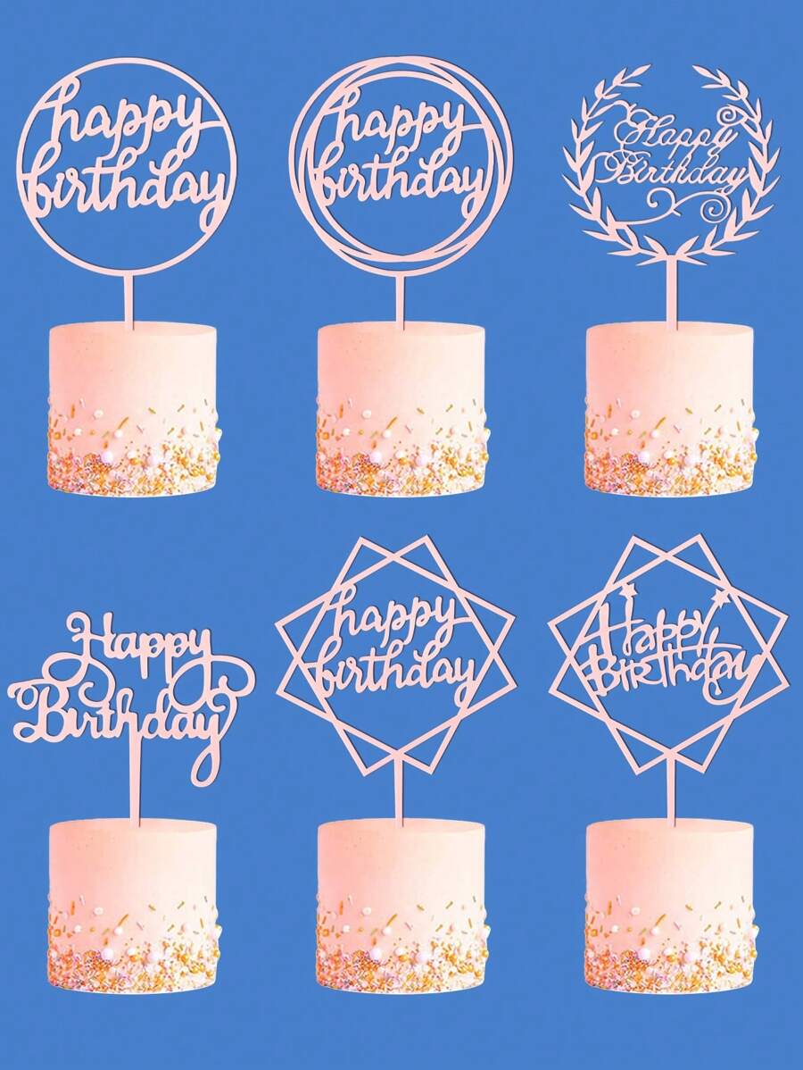 6pcs Random Pastel Pink Cake Toppers, Cake Decorations, Cake Picks ...