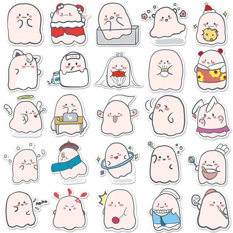 50pcs,Ghost Stikers For Kids,Teens, And Adults-Waterproof Vinyl For ...