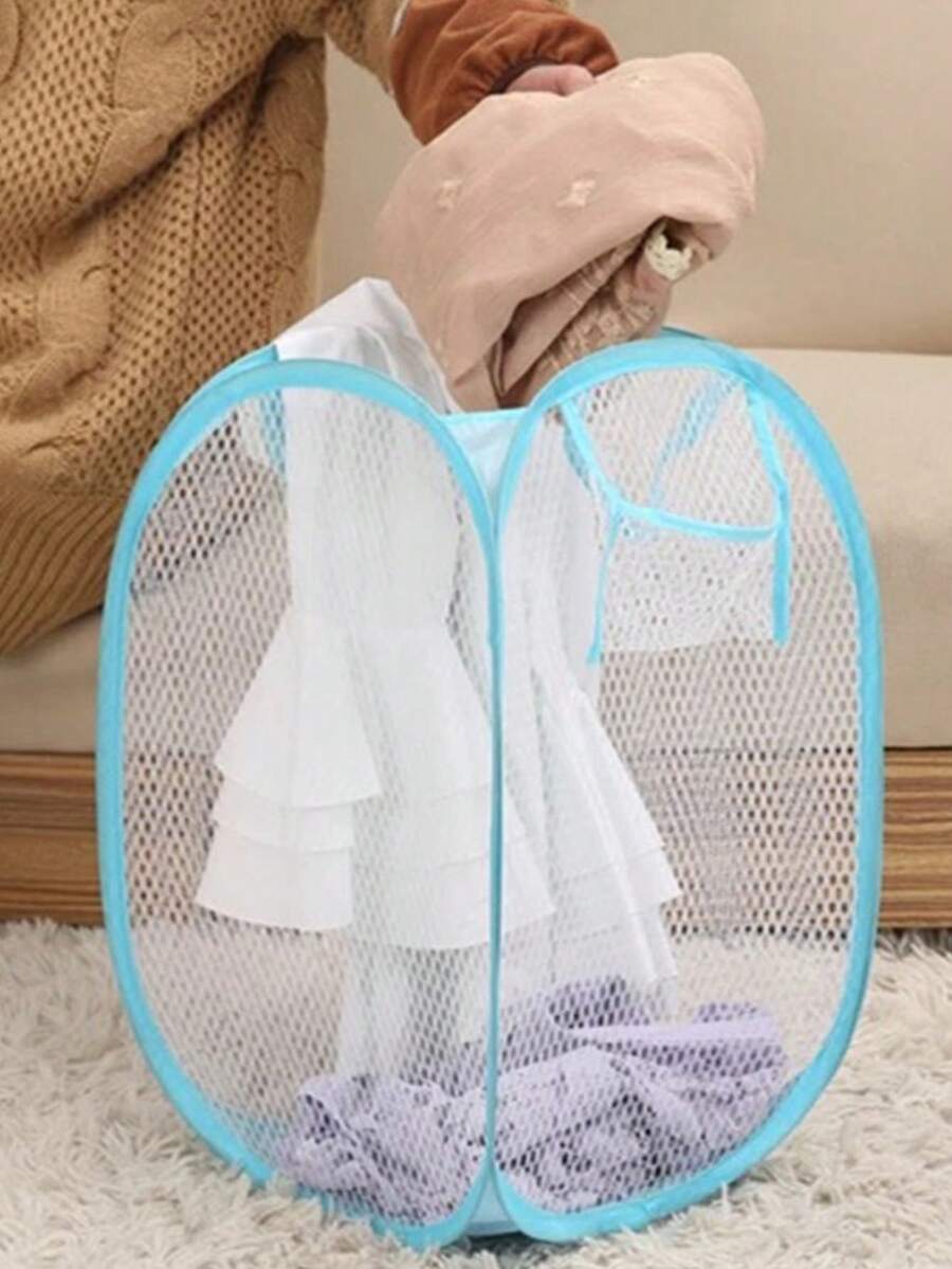 1pc Small Laundry Basket, Collapsible Pop Up Mesh Laundry Basket With ...