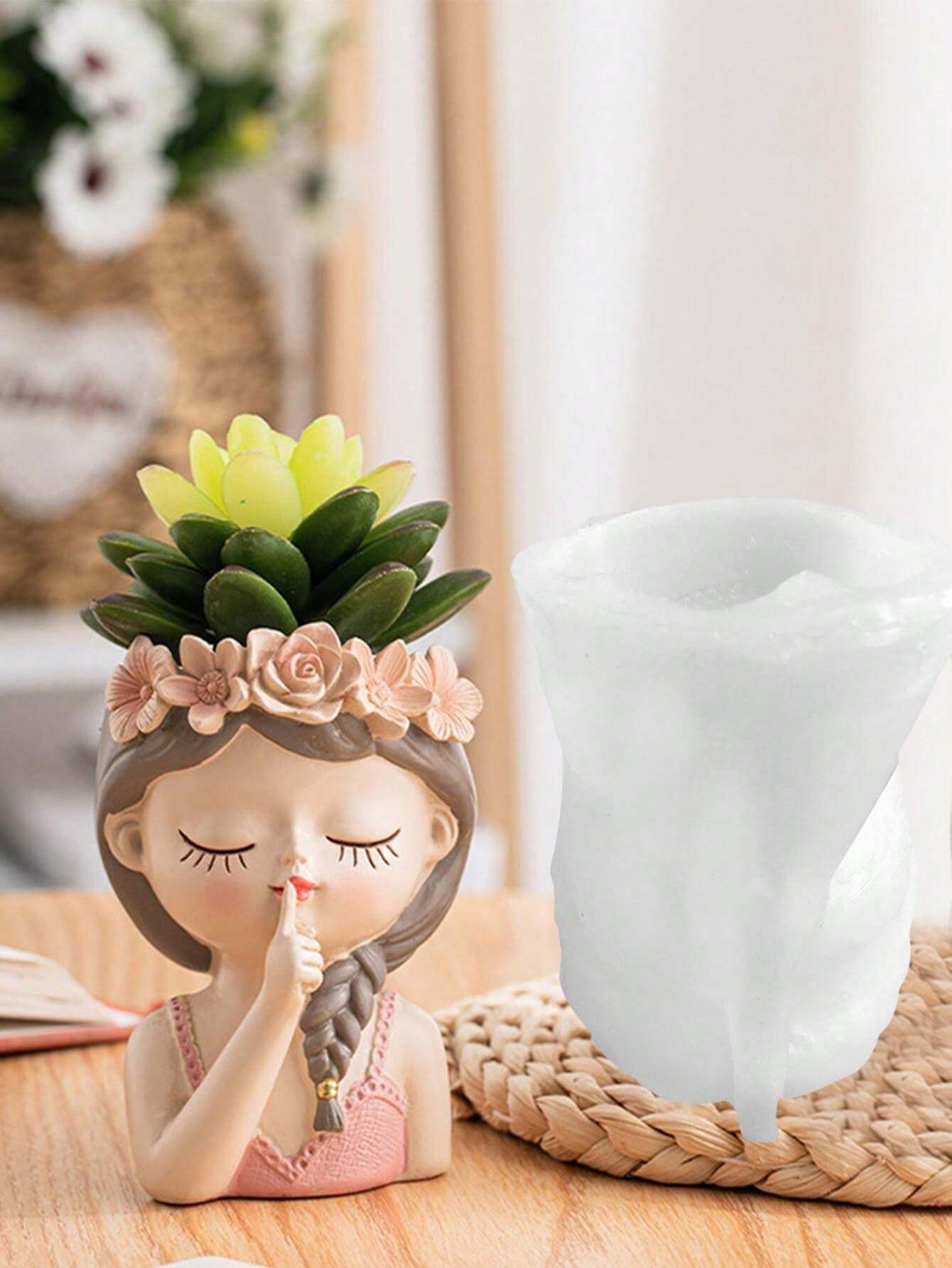 1pc Small Girl Flower Pot Silicone Mold For Gardening And Decoration ...