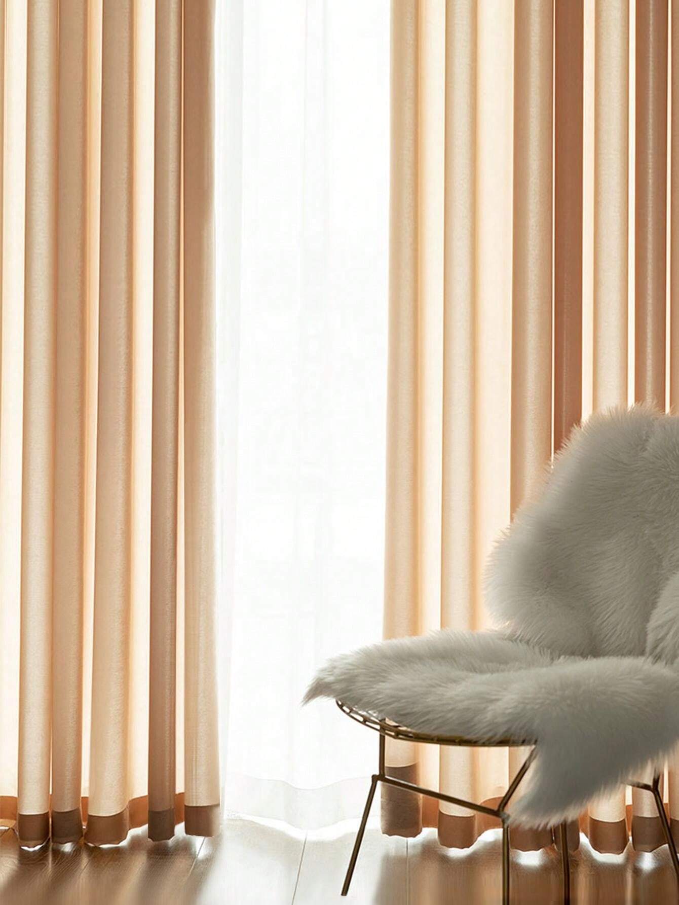 1pc Camel-Colored Curtain, Simple Style Shading Effect Sheer Window ...