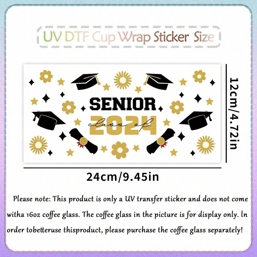 1pc 2024 Graduation DTF Transfer Stickers, Self-Adhesive Labels For ...