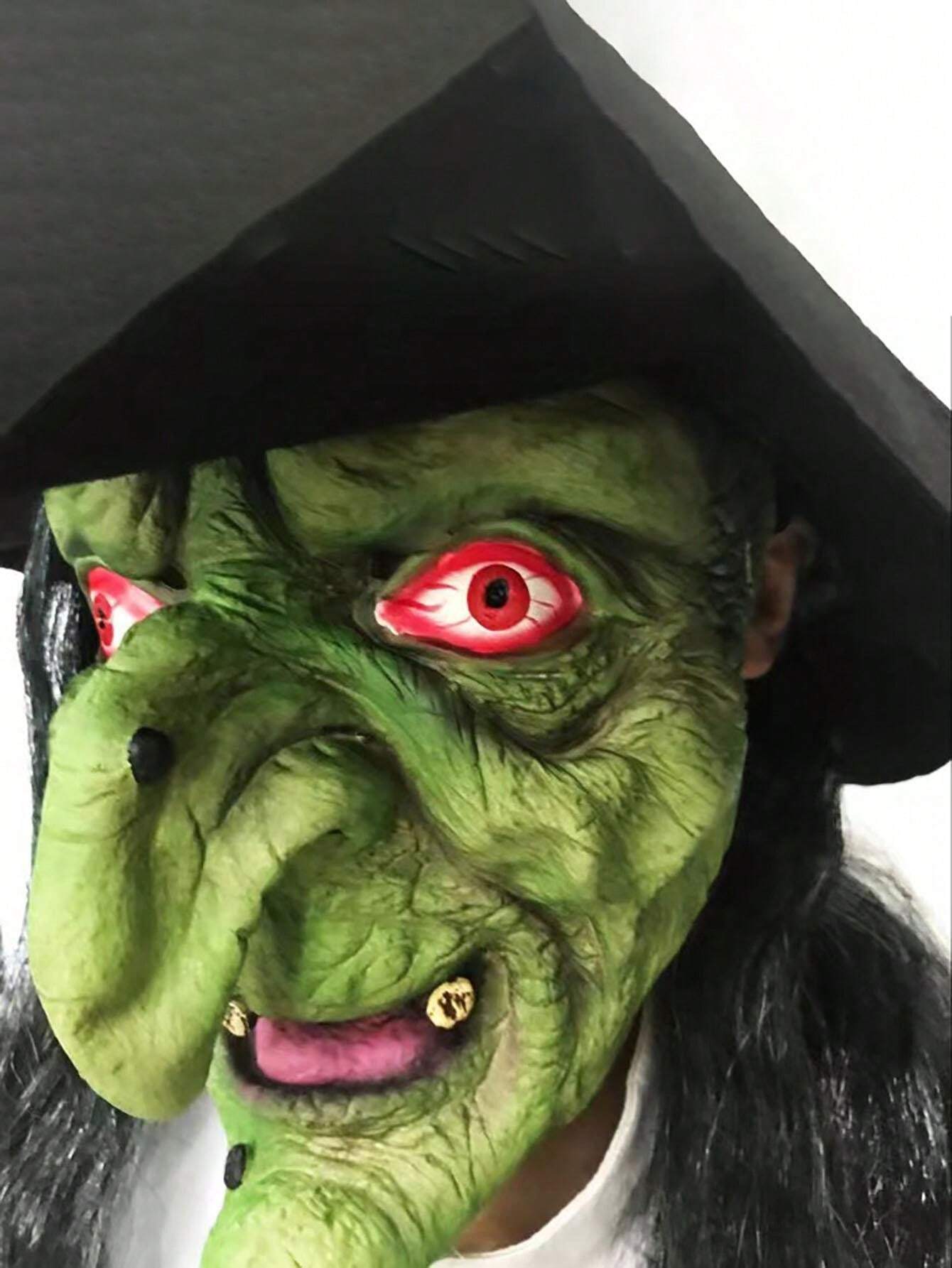 1pc Long Hair Grimace Mask, Scary Mask, Scary Latex Set With Hat, Dance ...