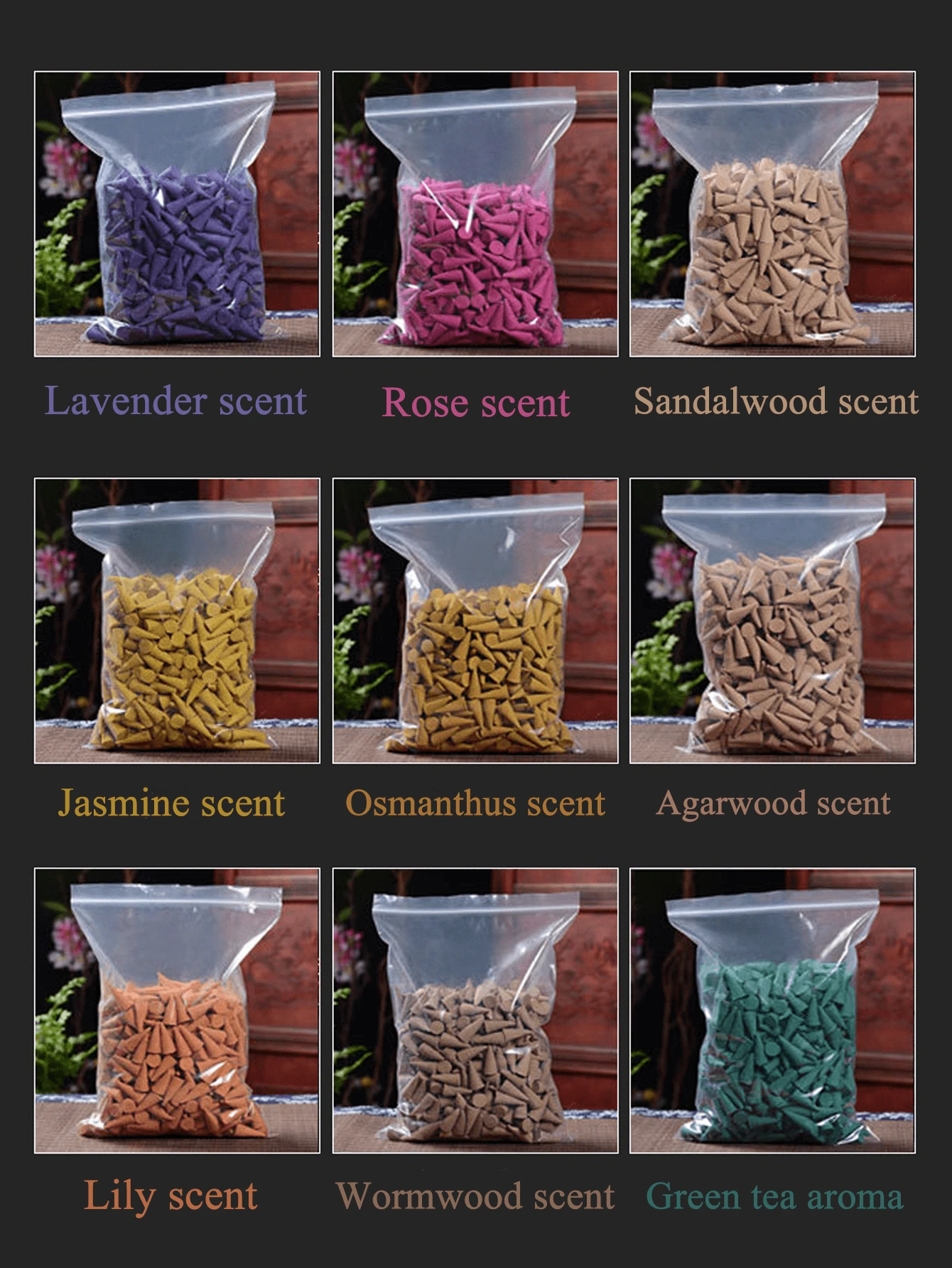 (Extra Large)8 Assorted Of Incense Cones Natural Fragrance For Aromatic ...