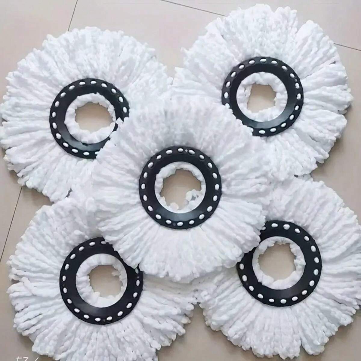 5-Pack Round Shaped Mop Heads With Rotating Design, Suitable For ...