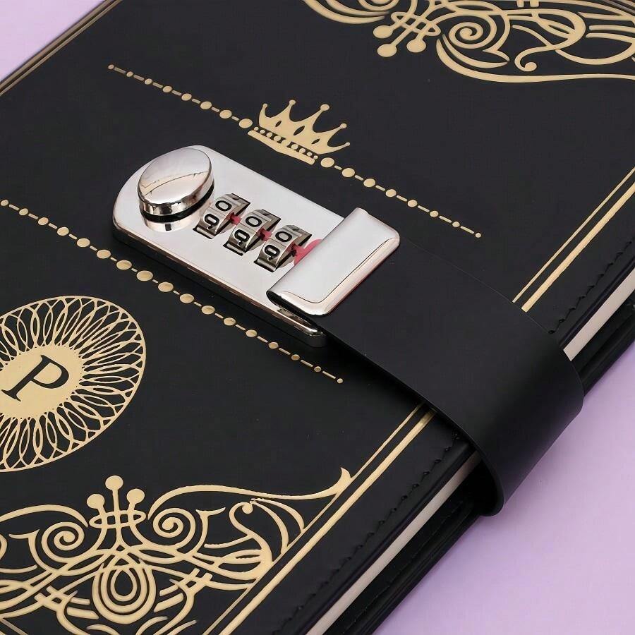 1pc A5 PU 200-Page Notebook With Password, Retro Lockable Diary With ...