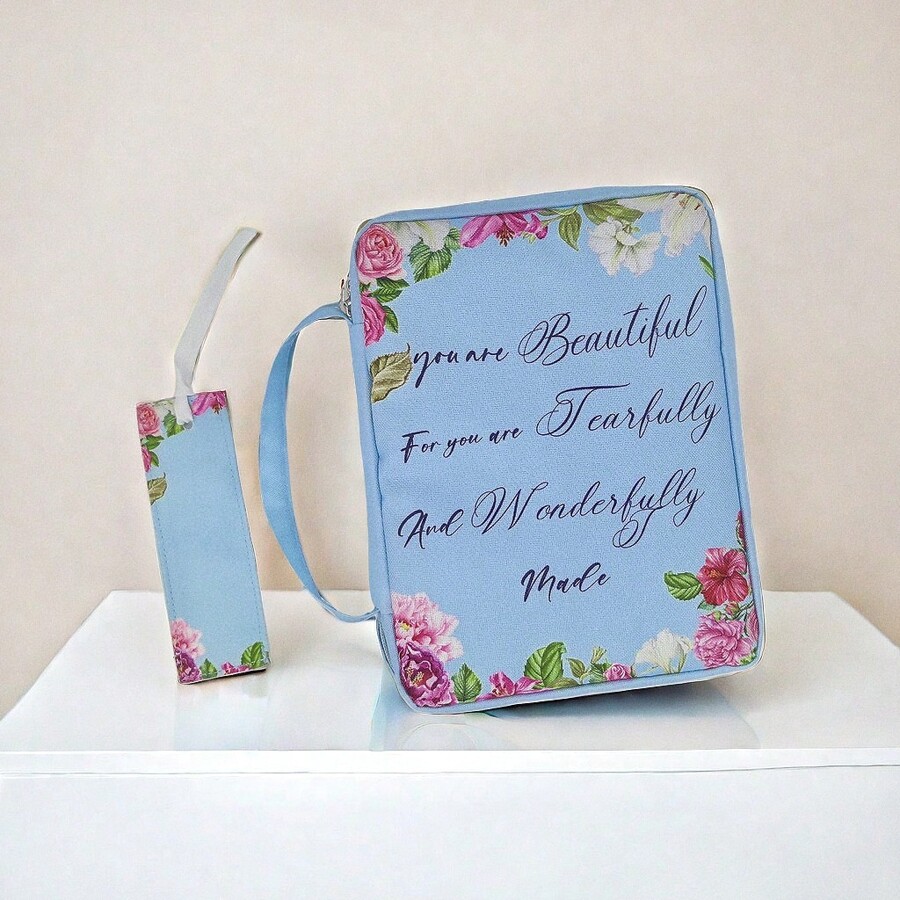 Bible Cover, Floral Bible Case With Handle & Pocket, Bible Book Case ...