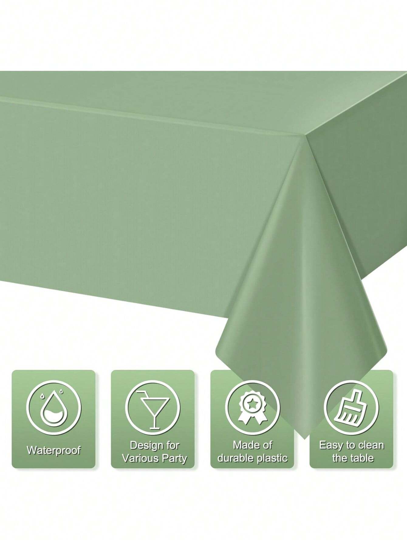 3 paquetes de manteles de plástico de verde salvia para mesas ...