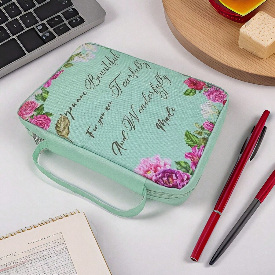 Bible Cover, Floral Bible Case With Handle & Pocket, Bible Book Case ...