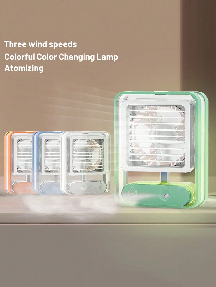 1PC Colorful Desktop Air Cooler With Colorful Breathing Light And Spray ...