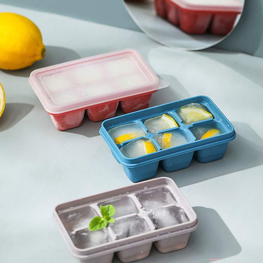Ice Cube Tray With Lid, Six Grids Small Mini Silicone Ice Mold, Stackable And Sealed To Prevent ...