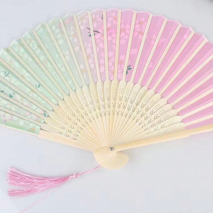 1pc Japanese-Style Peach Blossom Folding Fan, Classical Dance Cheongsam ...
