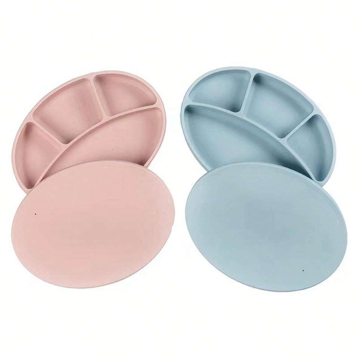 1 Stück dunkelroter Saugnapf Silikon Vier-Fächer-Teller mit hoher ...