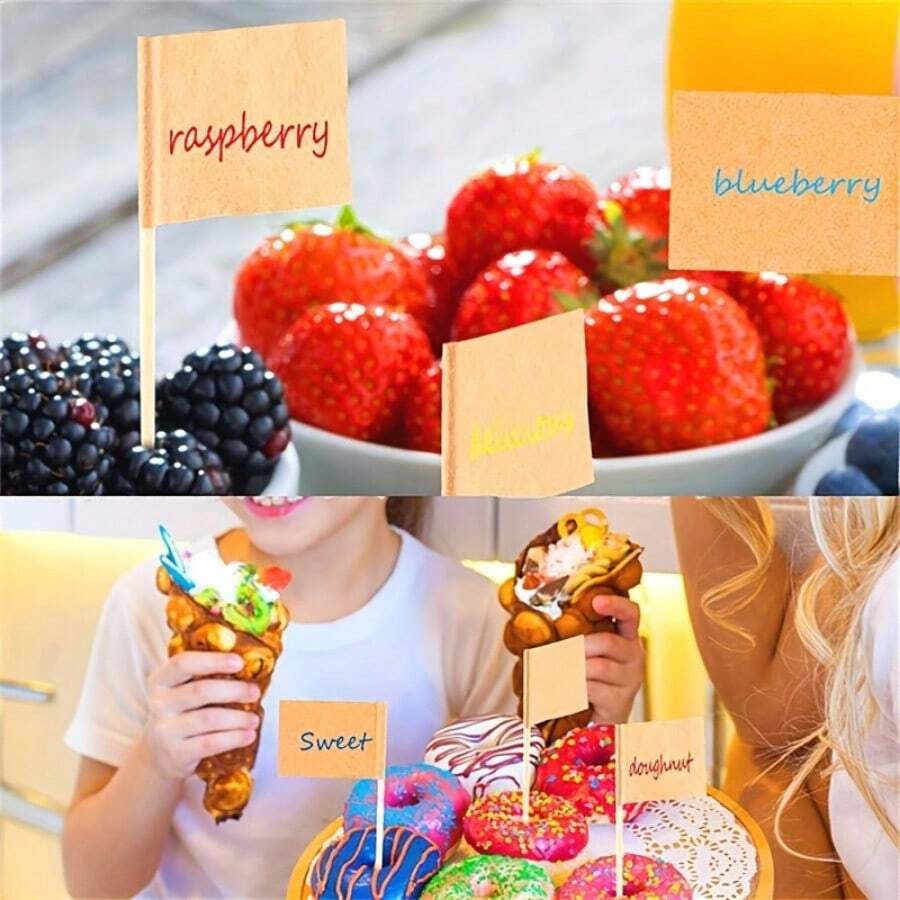 100pcs, Blank Toothpick Flags, Cheese Markers Food Label, For Party ...