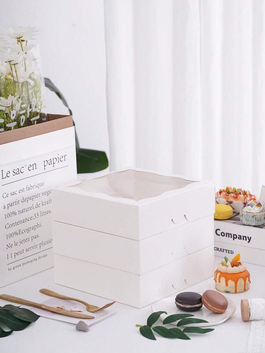 5PCS Large Windowed Sweet Donuts Pizza Bakery Cake Box For Sweets ...