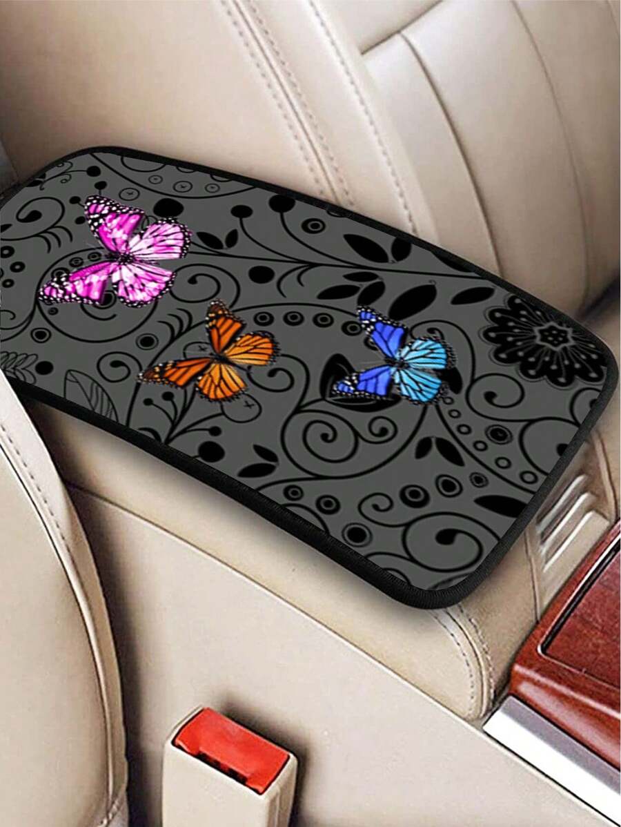 Car Printed Center Console Armrest Pad Decoration, Skull, Butterfly ...