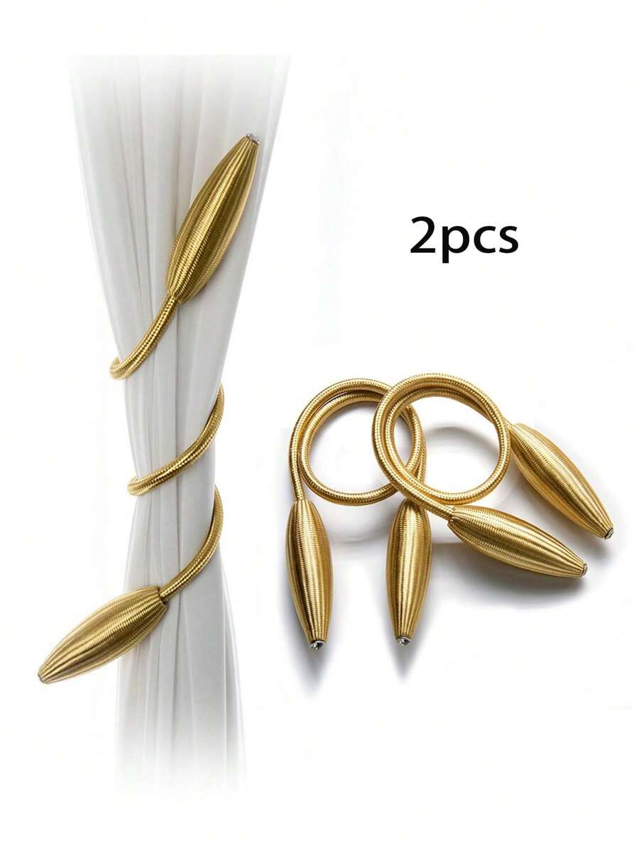 2pcs Creative Curtain Tiebacks With Metal Buckle, Simple & Exquisite ...