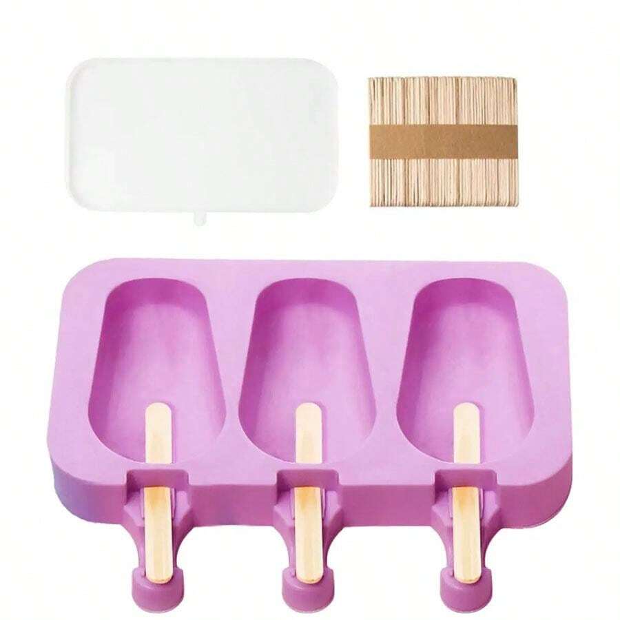 Silicone Ice Cream Bar Mold With Cover And Sticks, DIY Popsicle Mold ...