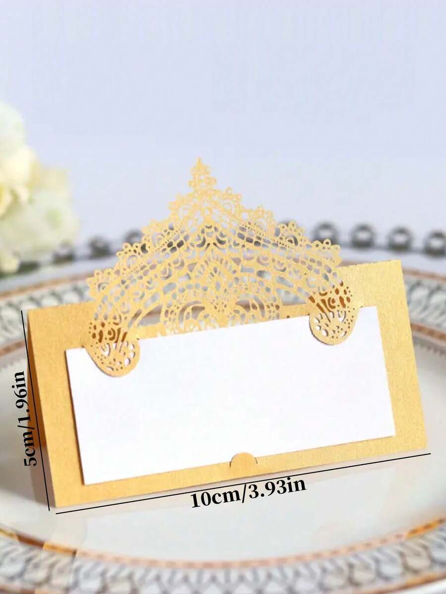 50pcs Lace Table Place Cards, Paper Cards, Laser Hollow Engagement Lace ...