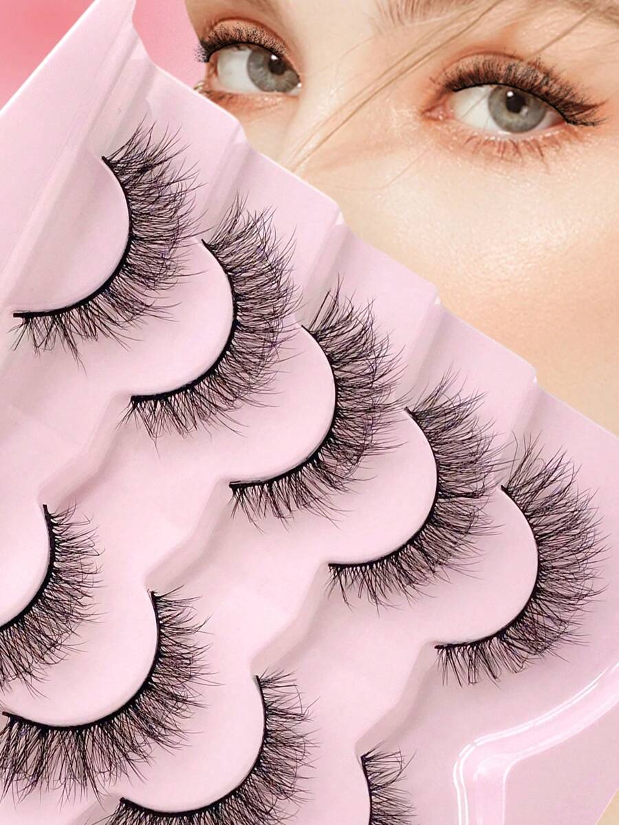GOSEEK Mink Lashes Fluffy Cat Eye Lashes Wispy 5D Volume False ...