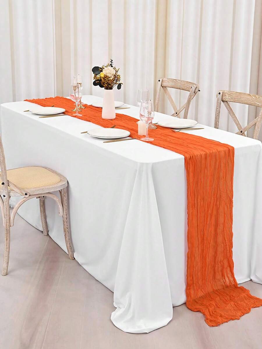 1pc Orange Bohemian Style Bali Cheese Cloth Table Runner For Wedding Or ...