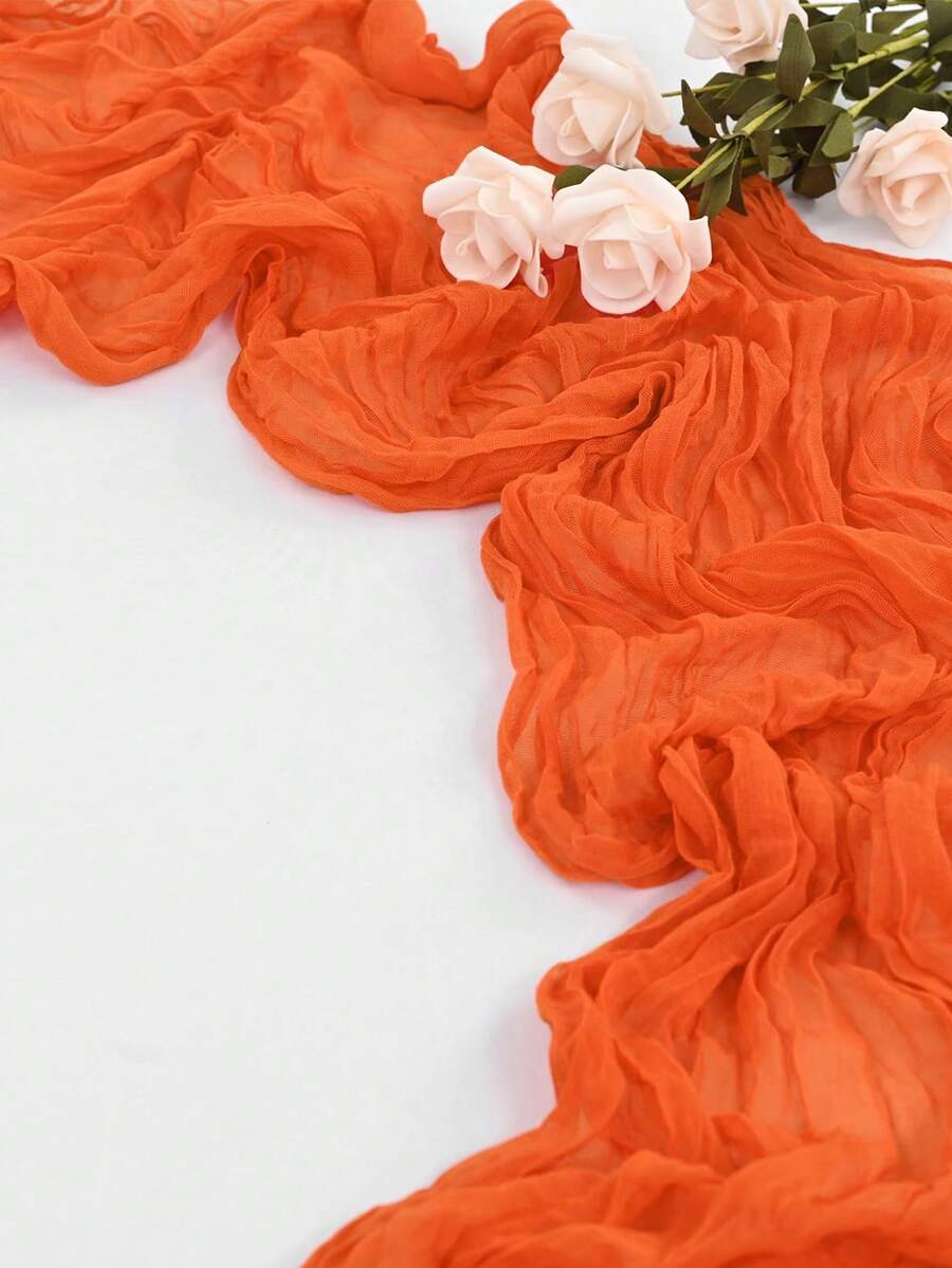 1pc Orange Bohemian Style Bali Cheese Cloth Table Runner For Wedding Or ...