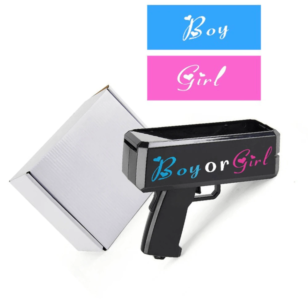 One Black Gender Reveal Gun For Boy Or Girl, Shooting Money With 100 ...