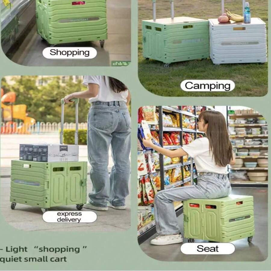Folding Utility Cart Portable Rolling Crate Handcart Shopping Trolley ...