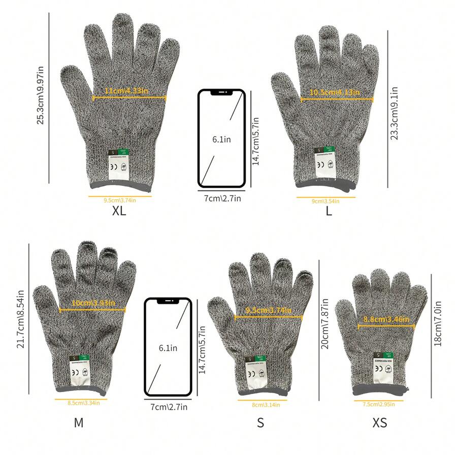 1 Pair Work Protective Gloves,Level 5 Cut-Resistant Gloves,Safety ...