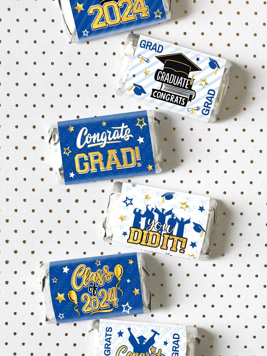 4pcs Blue 2024 Graduation Season Candy Stickers,Graduation Party ...