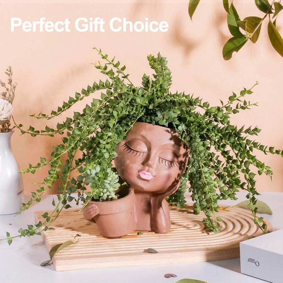 Face Plant Pot - Double Flower Pots For Indoor Outdoor Plants Resin ...