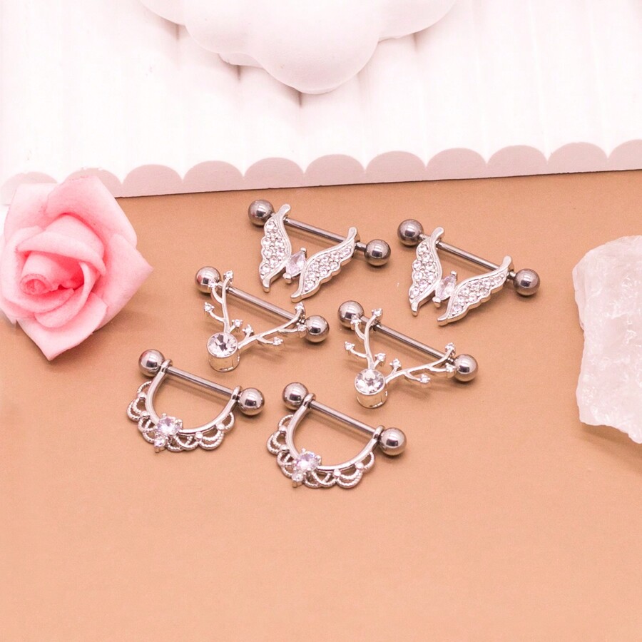 1 par de Anéis de Mamilo 14G para Mulheres, Conjunto de Anéis de Mamilo ...