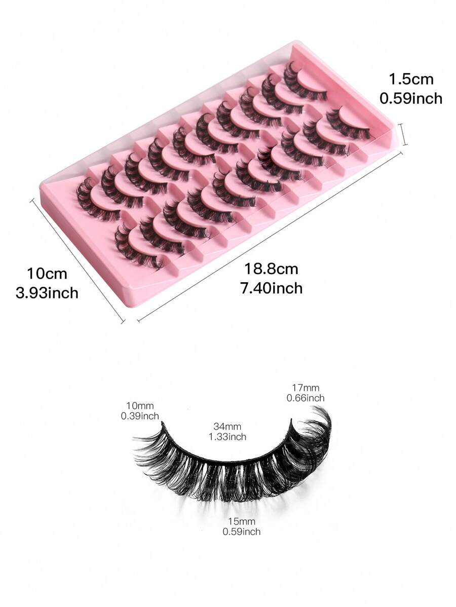 10 Pairs/Pack Fluffy Volume False Eyelashes Dramatic Messy Mink Lashes ...
